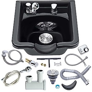 Toriexon Shampoo Bowl for Salons, Black ABS Plastic Shampoo Sink for Home, Easy to Clean and Install Salon Shampoo Bowls for Hair Stylist
