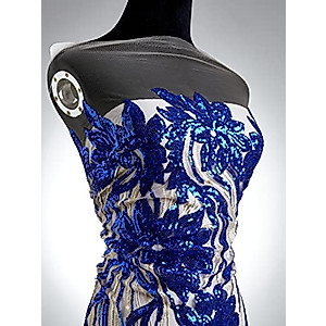 SJD LACE African Lace Fabric 5 Yards, French Floral Embroidery Sequined Lace Fabric Nigerian Tulle Lace for Wedding Party Dress Sewing