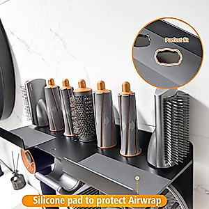 Wall Mount Holder Compatible for Dyson Hair Dryer Airwrap Hair Styler, Upgraded 2in1 Dyson Airwrap Holder Dyson Hair Dryer Holder for 5 Dyson Hair Dryer Attachments Chorten Nyima