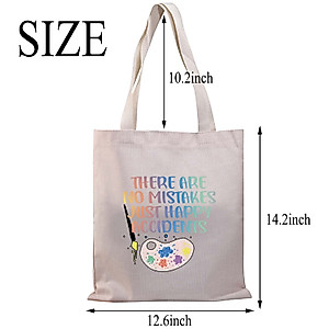 BDPWSS Art Lover Gift There Are No Mistakes Just Happy Accidents Art Student Inspirational Tote Bag (No mistakes TG)
