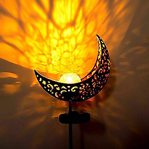 EOYIZW Garden Decor, 32" (2 Pack) Garden Solar Lights Outdoor Decor, Crystal Glass Globe Metal Moon Stake Light, Yard Art Decorations Ornaments Light Warm White LED for Lawn, Patio, Pathway