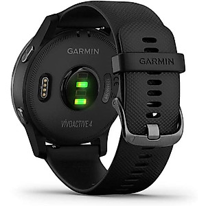 Garmin Vivoactive 4, GPS Smartwatch, Features Music, Body Energy Monitoring, Animated Workouts, Pulse Ox Sensors and More, Black & Bundled with Swanky Cables Cleaning Kit