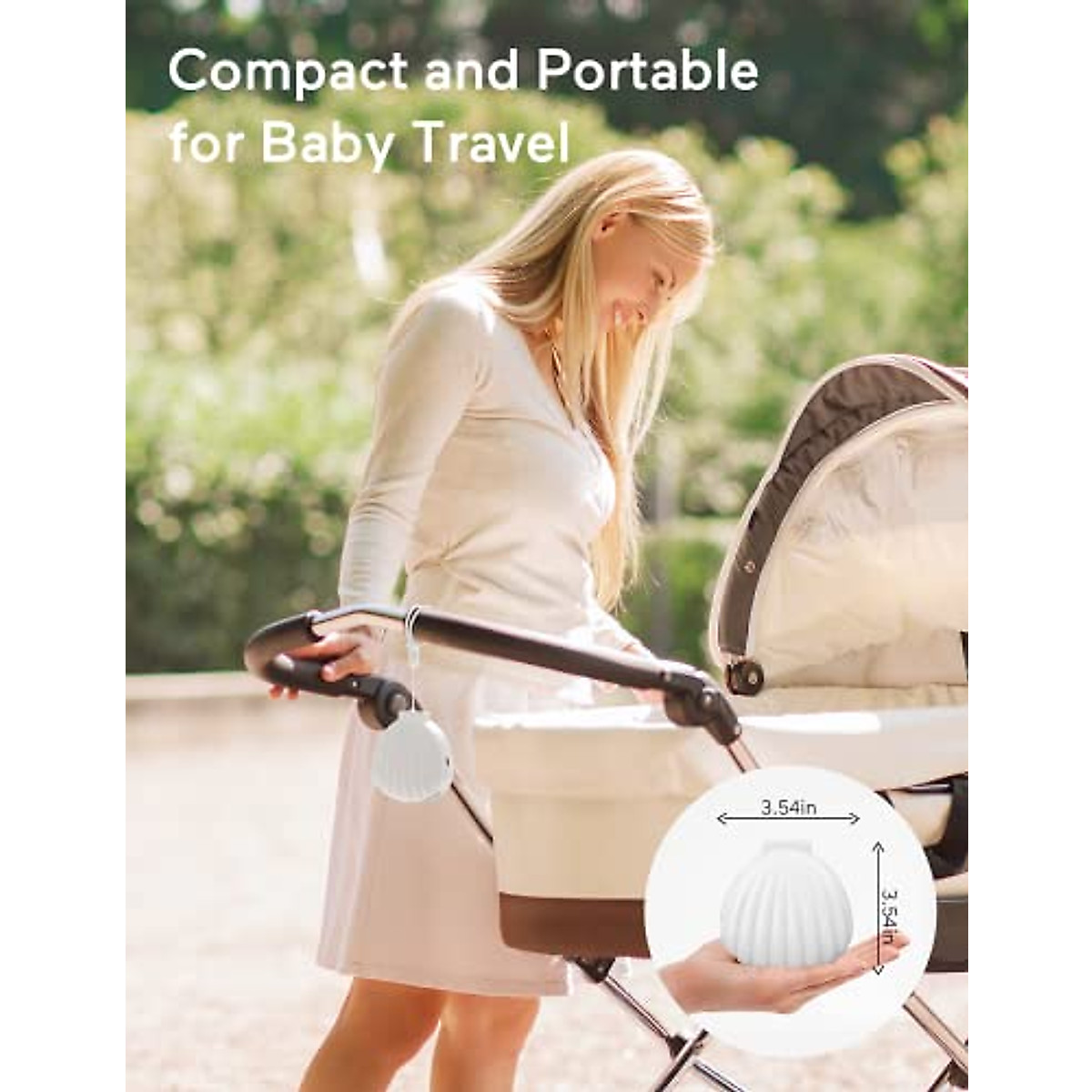 Momcozy Portable Sound Machine, Little Shell White Noise Machine with Crying Detection, 10 Soothing Sounds, Night Light, USB Rechargeable, for Travel On-The-Go Use, for Baby Kids Adults Sleeping