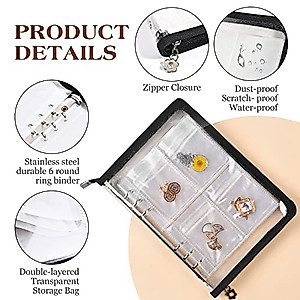 Transparent Jewelry Storage Book Album with Pockets, Portable Travel Jewelry Organizer Storage Book Zipper Bag for Rings, Necklace, Bracelets, Earrings Holder (80 Grids + 80 Anti-Oxidation PVC Bags)