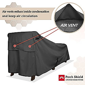 Porch Shield Patio Lounge Chair Cover - Waterproof Outdoor Chaise Lounge Chair Covers 2 Pack - 68W x 30D x 30H inch, Black