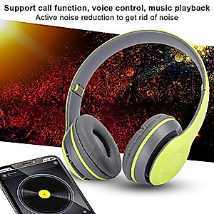 Bewinner1 Wireless Bluetooth Headset, Mobile Phones Computers Tablets Noise Reduction Headset with Memory Card Slot Over-Ear Headphones for Listening Music Watching Movie Playing Games(Green)