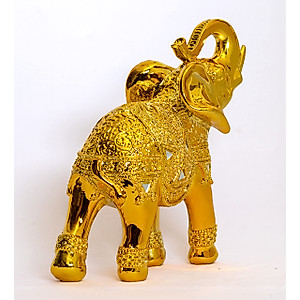 Dalax- 8"(H) Elephant Statue Figurines Home Decor Trunk Facing Upwards Lucky Figurine Living Room Office Decorations Ornaments Statues Gift Set