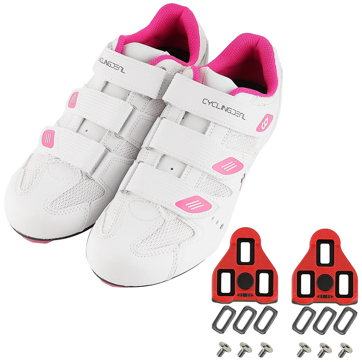 CyclingDeal Road Indoor Bike Women's Cycling Shoes with Look ARC Delta Compatible Cleats - Compatible with Peloton Indoor Bikes Pedals - Size 40,White