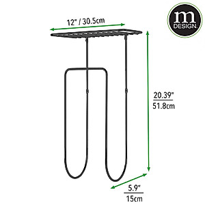 mDesign Steel Wall Mount Towel Rack Holder Organizer with Basket Shelf Storage for Bathroom, Kitchen, Laundry Room - Holds Towels, Washcloths, Hand Towels - Concerto Collection - Matte Black