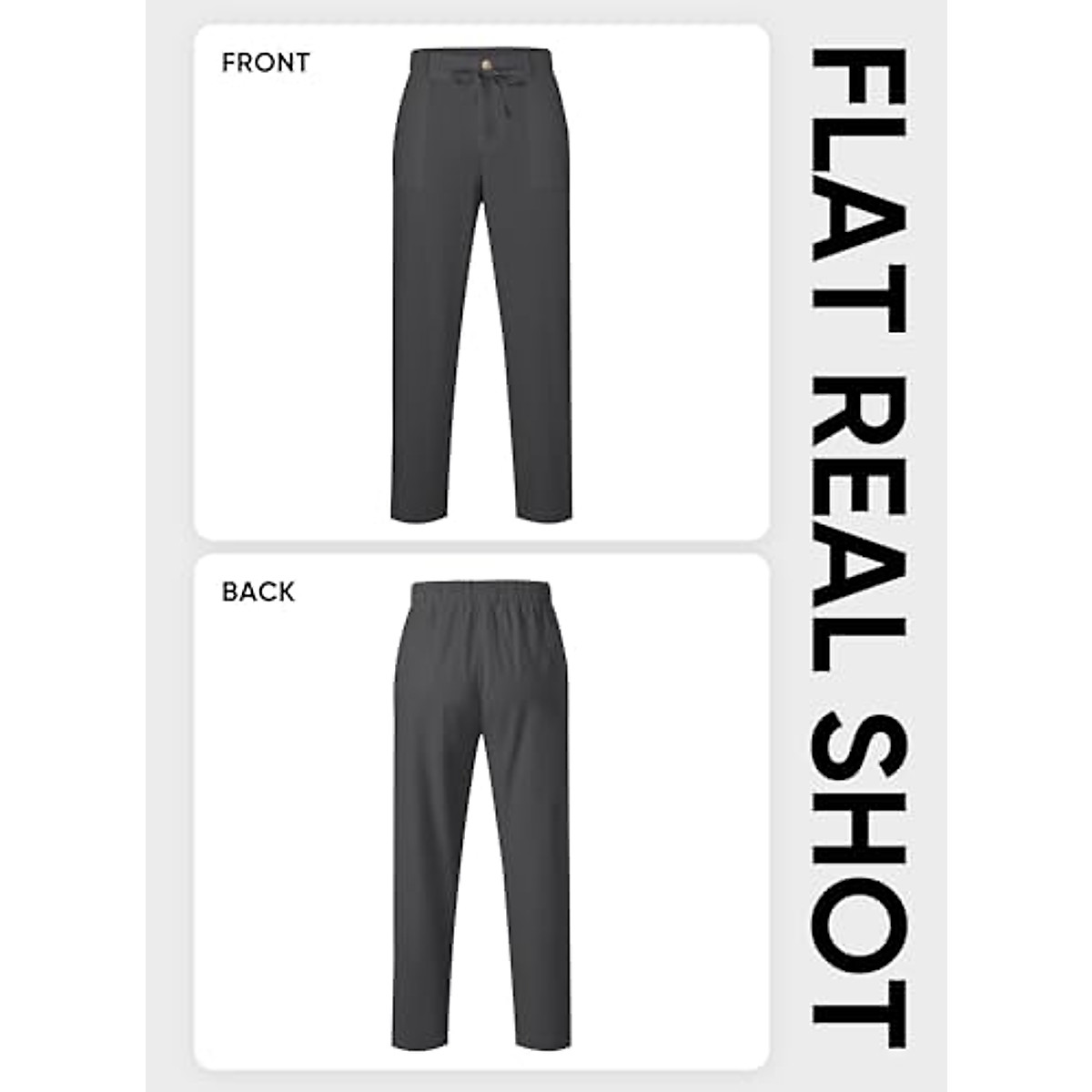 JMIERR Mens Casual Linen Pants Loose Fit Lightweight Elastic Drawstring Trousers Summer Beach Yoga Pant US 38(XL) Dark Grey