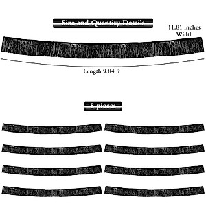 amoco 8 Packs Fringe Garland Foil Fringe Garland Tinsel Garland Matellic Wall Hanging Backdrop Tinsel Fringe Table Skirt Weddings, Parade Float, Birthday, Holiday, Christmas Party Decorations (Black)