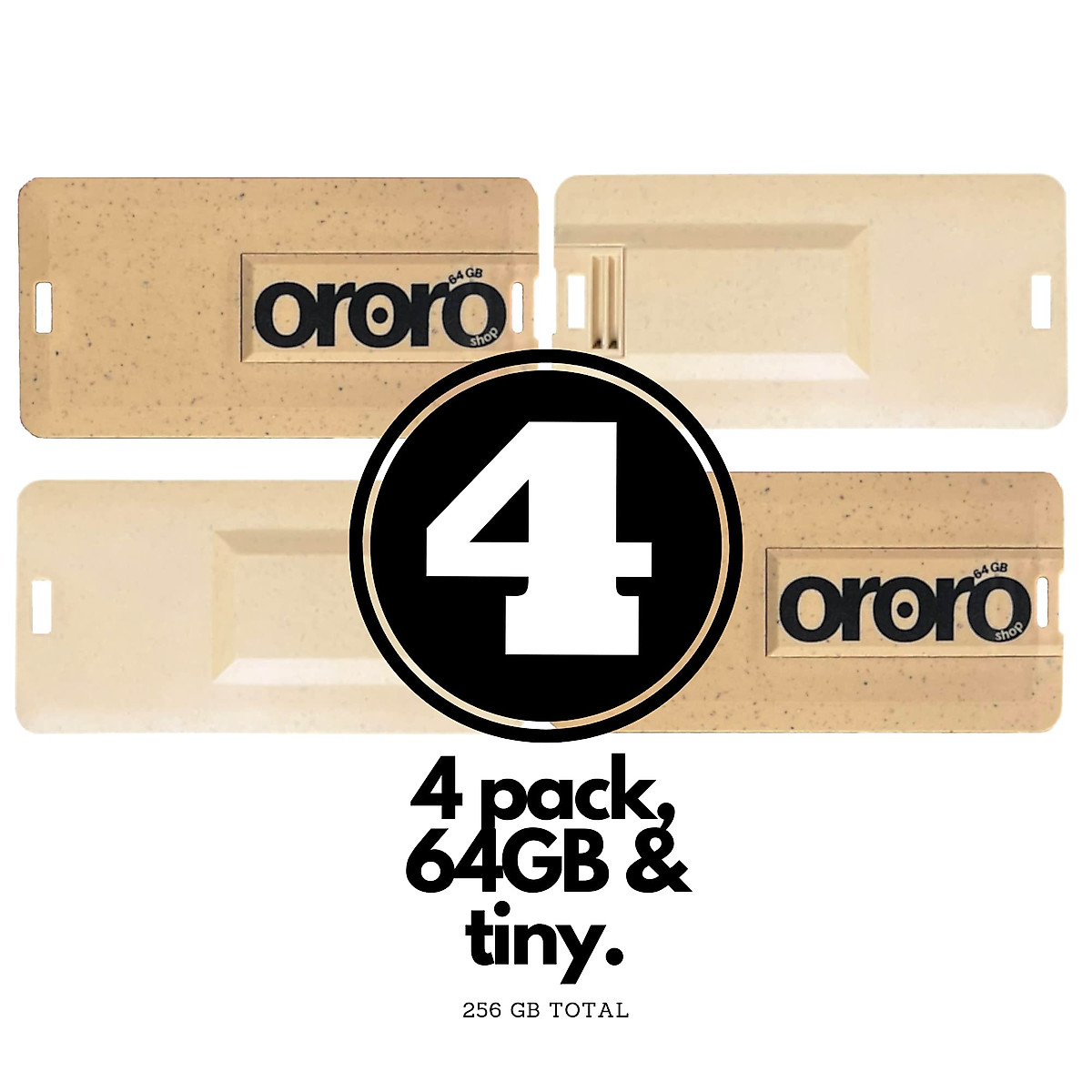 Ororo Shop Thumb Drive 64GB - USB Memory Stick 64GB Flash Drive Multipacks - 4 Piece USB Drive Set - Fat32 USB Flash Drive Eco Slim Low Profile Flash Drive