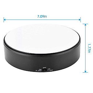 Rotating Display Stand, Speed Adjustable Electric 360° Turntable Display Holder Mirror Motorized Revolving Base Battery Powered for Displaying Jewelry Watch Digital Photography