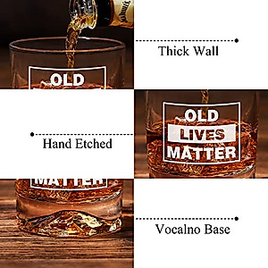 PONPUR Grandpa Juice Whiskey Glass & Old Lives Matter Whiskey Glass, Christmas Stocking Stuffers For Grandpa Grandfather, The Men Who Are Grandpa Grandfather