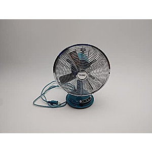 8'' Tabletop All Metal Retro Antique Style Fan Adjustable & Oscillating 3 Speeds Better Homes & Gardens, Aqua
