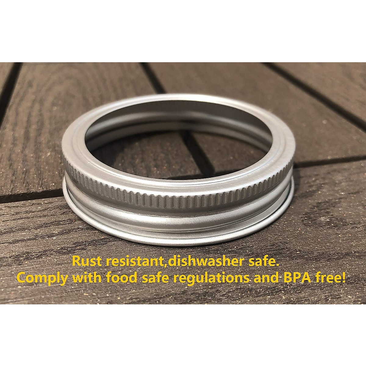 THINKCHANCES Food Safe and BPA Free Rust Resistant Silver Aluminum Metal Screw Rings/Bands for Mason, Ball, Canning Jars (12 Pack, Wide Mouth)