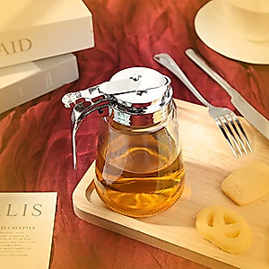 Set of 12 Honey Maple Syrup Dispenser 12 oz Glass Bottle Syrup Pitcher with Retracting Spout Syrup Containers for Restaurants Sugar Coffee Milk Creamer Condiment, 3.2 x 4.8 Inches