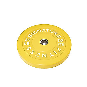 Signature Fitness 2" Olympic Bumper Plate Weight Plates with Steel Hub, 35LB Single, Colored