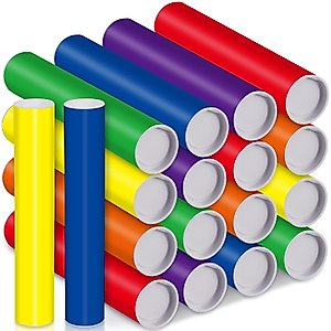 24 Pieces Colorful Mailing Tube with Caps Poster Document Storage Tubes with Lids Cardboard Shipping Tube for Storing Mailing Protecting Cardboard Posters Blueprints Documents Artworks, 2 x 12 Inches