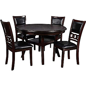 New Classic Furniture Gia 5-Piece Round Dining Set with 1 Dining Table and 4 Chairs, 47-Inch, Ebony