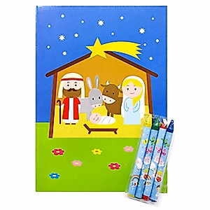 Tiny Mills Christian Religious Coloring Book Set for Kids with 12 Coloring Books and 48 Crayons Favor Bag Filler Sunday School VBS Rewards Basket Fillers Church Carnivals