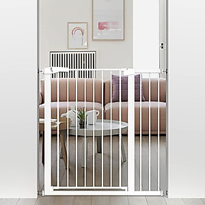 Narrow Baby Gate Stand 38.4" Tall 24.10"-26.77" Wide - Extra Tall Walk Through Small Dog Gates for Narrow Doorways Stairs - No Drill Pressure Mounted Safety Fence