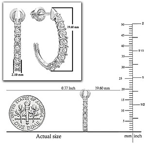 Dazzlingrock Collection 0.15 Carat (ctw) Round White Diamond J Shaped Classic Hoop Earrings for Her in 925 Sterling Silver in Screw Back