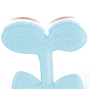 BumbleBee Baby Teething Toys Silicone Teethers with Bristles for Cleaning Babies’ Teeth and Gums, Helpful to Teething Pain, Jelly Blue and Green