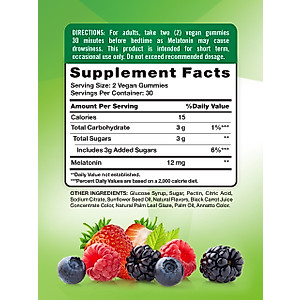 Nature's Truth Melatonin Gummies | 12mg | Mixed Berry Flavor | Vegan, Non-GMO & Gluten Free Supplement