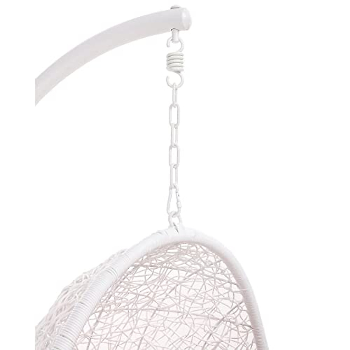 Zuri Furniture Modern Reef White Basket Swing Chair Yellow Cushion with Stand