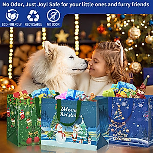 WLUSEAXI 12 Pack Large Christmas Gift Bags with 24 Christmas Gift Tags,Reusable Christmas Tote Bags with Handles,12.6"x9.8"x6.7" Christmas Bags for Gifts Wrapping for Xmas Holiday Party Favor