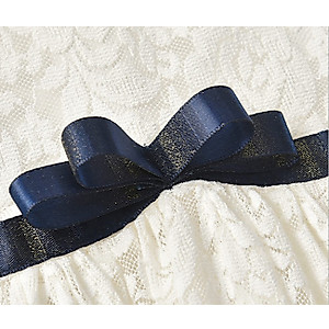 DINGDONG'S CLOSET Baby Tollder Kid Girl Short Sleeve White Flower Bowknot Lace Princess Dress (3T)