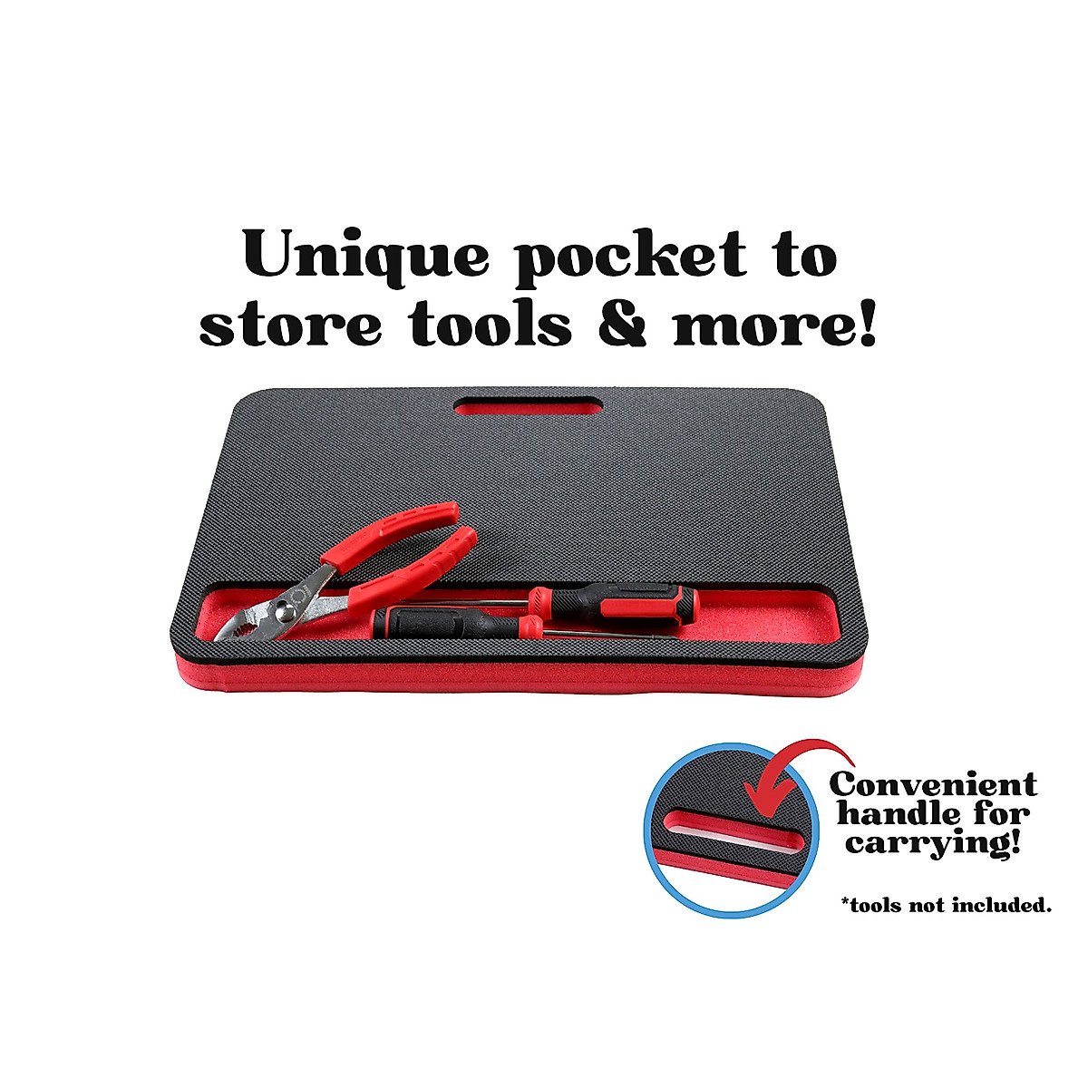 Polar Whale 2 Portable Knee Cushions Red and Black with Tool Pocket for Home Garden Work Automotive Workshop More Durable Thick Comfortable High Density Waterproof Foam 15 x 10 Inches Kneeling Pad