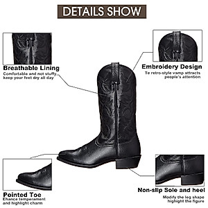 femflame Cowboy Boots for Men Square Toe Distressed Work boots Embroidered Western Boots Traditional Country Boot