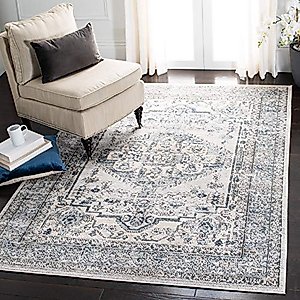 SAFAVIEH Oregon Collection 8' x 10' Light Blue/Ivory ORE877M Oriental Distressed Non-Shedding Living Room Bedroom Dining Home Office Area Rug