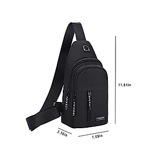 Men's Waterproof Strap Bag Crossbody Backpack with Headphone Hole Hiking Backpack Chest Bag
