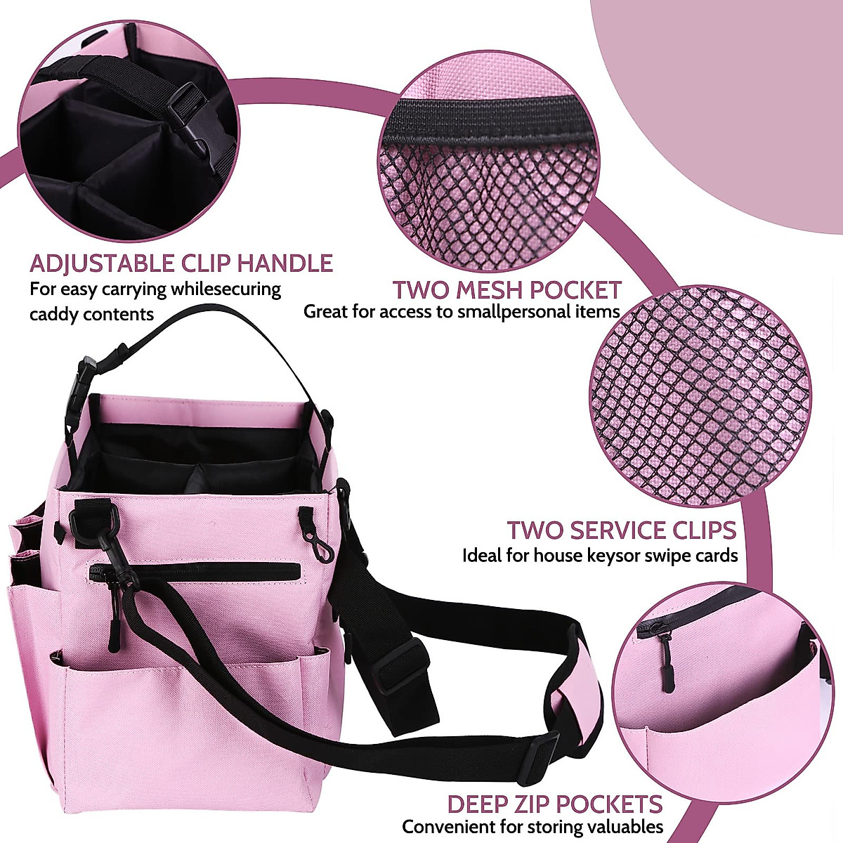 Noelen Gad Large Wearable Cleaning Caddy Bags with Handle and Shoulder and Waist Straps,for Cleaning Supplies,for Furniture Storage,Car Organizer,15*10*8 inchs