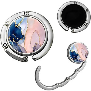 Foldable Purse Hook, Handbag Hanger Table Hook Holder Bag Hanger Hook for Girls and Women(F-1P Pretty Marble)