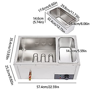 Cutycaty Commercial Food Warmer, 3-Pan Stainless Steel Bain Marie Electric Steam Table Countertop Steamer Food Warmer with Lids for Catering and Restaurants (7L)