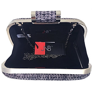 Raffia Straw Box Clutch, Gray