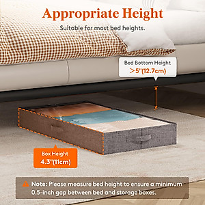 Lifewit Under Bed Storage Containers, 4.3 Inches Tall Low Profile Underbed Storage, Foldable Clothes Storage Bags Organizer Bin with Lids, Ultra Thick Fabric for Blankets Pillows Shoes, Large, 3 Pack