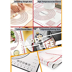 KeepingcooX Extra Large Silicone Pastry Mat Set, Baking Mat with Measurements(60×50cm), Chef Special, Non Stick, Non Slip, 3 Pastry Dough Cutter Scrapers as Gift
