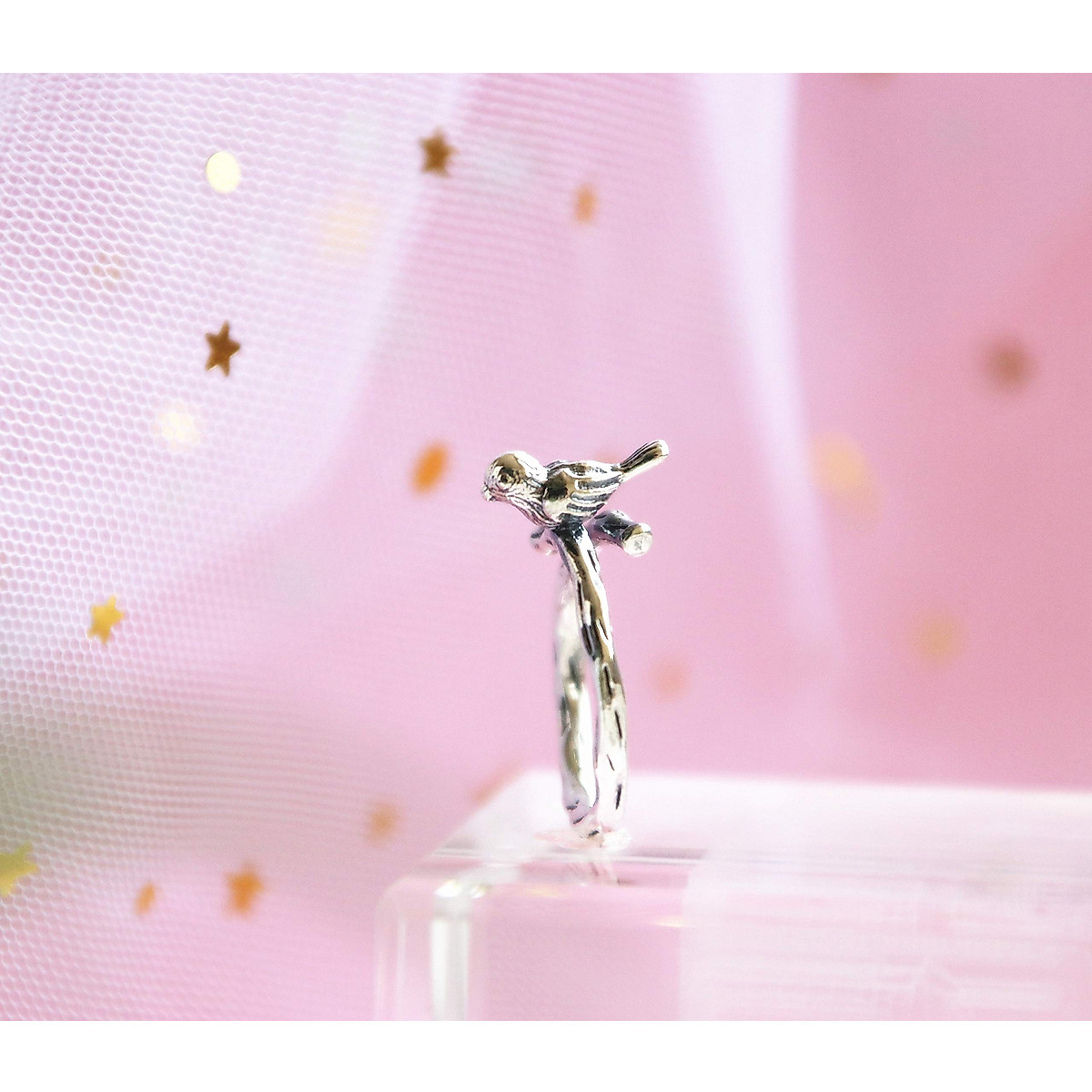 Helen de Lete Women's Vintage Bird on The Tree 925 Sterling Silver Open Ring