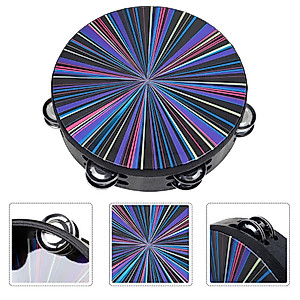 Radiant Tambourine Handheld Drum Bell: Double Row Tambourines 8 Inch Musical Instrument Reflective Hand Drum for Church KTV Party Silver