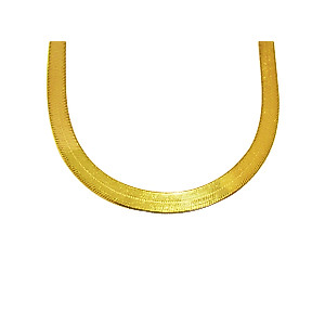 AMZ Jewelry 10K Yellow Gold Flexible Herringbone Chain 6 mm(0.23 in) Necklace (16 in)