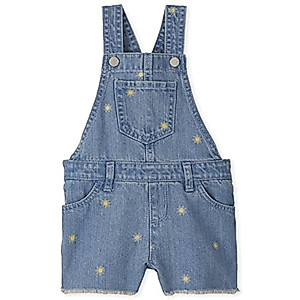 The Children's Place Baby and Toddler Girls Shortalls, Sun Denim, 12-18 Months