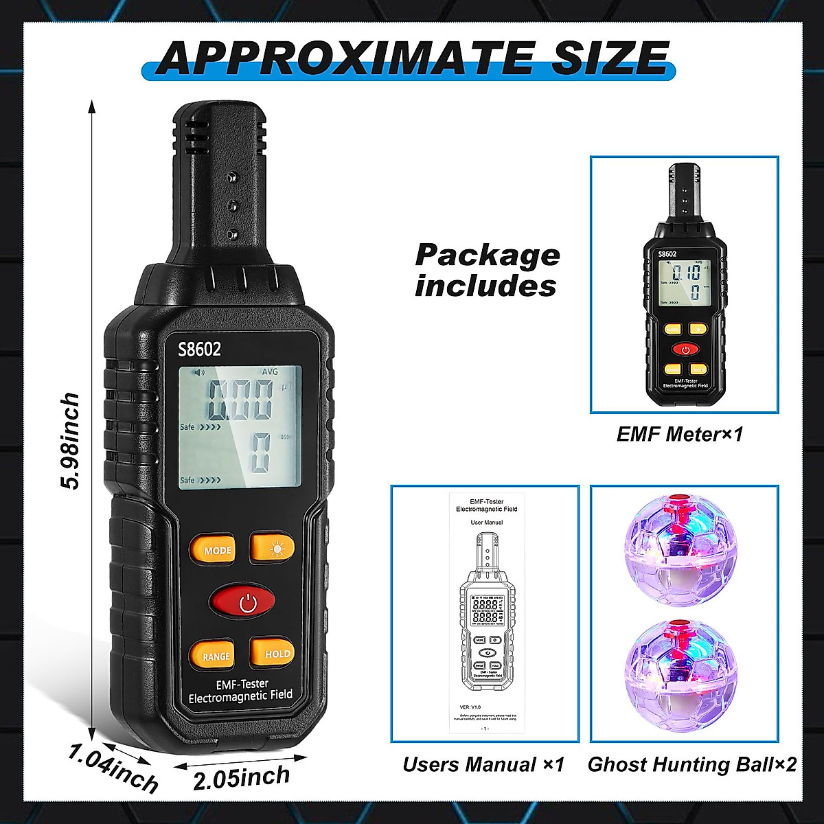 Dunzy LED Emf Meter Magnetic Field Detector, Ghost Hunting Equipment Kit, Paranormal Equipment Emf Detector Ghost Equip for Outdoor Hunting(White)