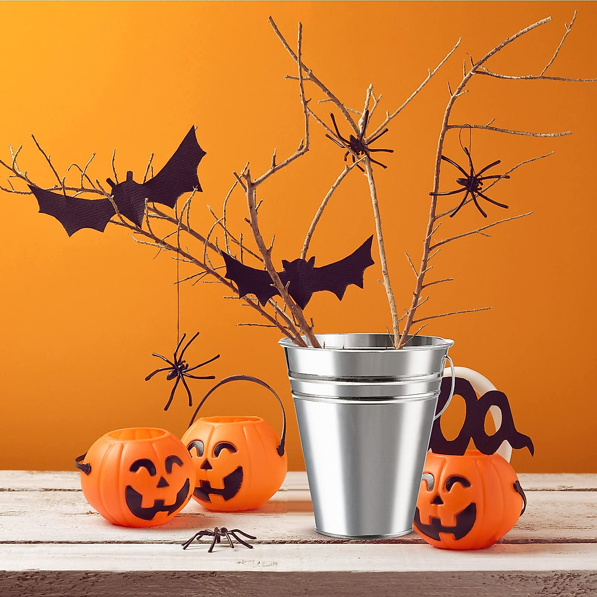 Sadnyy 12 Pack Metal Buckets with Handle, Galvanized Bucket 4.5 x 5 Inch Basket Bucket for Kids, Kids Party Supplies, Crafts for Christmas Halloween Christmas Candy Bars Vase Crafts(Silver)