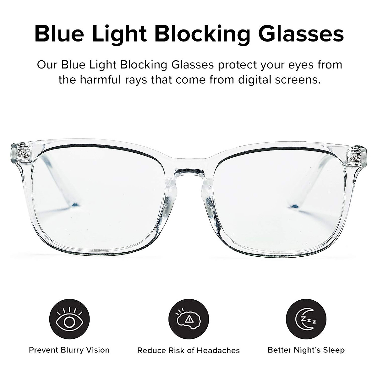 DeBuff Blue Light Blocking Glasses Women Men Clear Lens Square Frame Computer Eyeglasses (Clear)