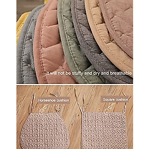 GZHOME Kitchen Chair Pads,U Shaped Cotton Chair Cushion Soft Cozy Seat Cushion with Non Slip Ties,Solid Color Seat Pad for Dining Chair,Machine Washable (50x50cm(20x20inch), Yellow a)